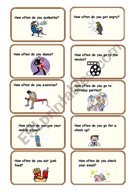 How Often Conversation Cards Esl Worksheet By Paujo