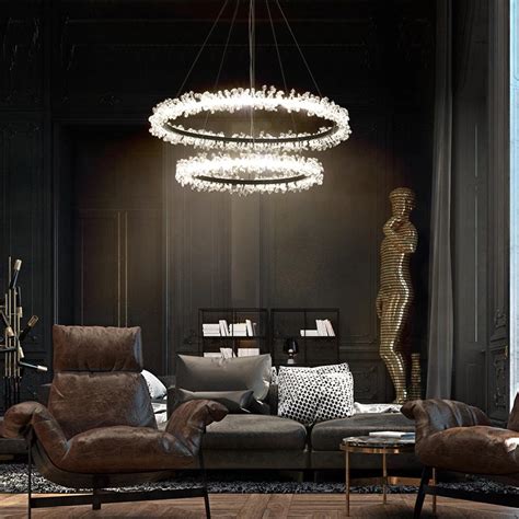 后现代客厅吊灯轻奢简约设计师环形创意卧室灯具北欧水晶餐厅吊灯 虎窝淘