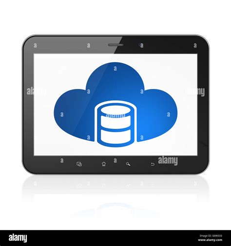 Software Concept Tablet Computer With Database With Cloud On Display