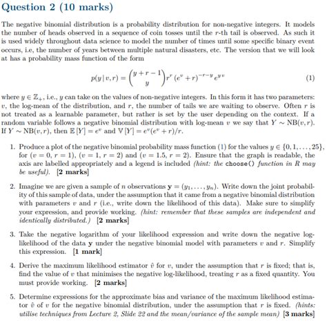 Solved The Negative Binomial Distribution Is A Probability Chegg Com