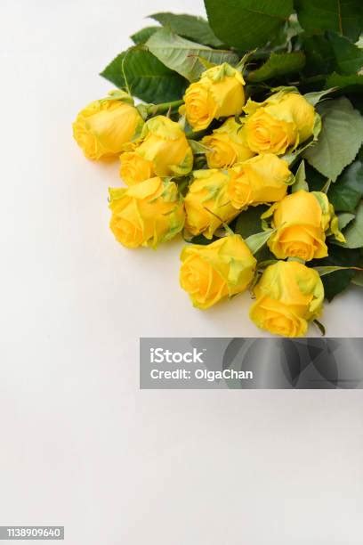 장미 꽃의 꽃다발 흰색 배경에 나뭇잎 평면 누워 평면도 코너 프레임 구성 엽서 생일 축 하 아버지의 날 어머니의 날 생일 꽃 어레인지 구도에 대한 스톡 사진 및 기타 이미지