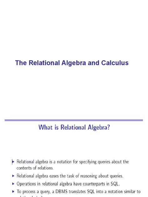 The Relational Algebra And Calculus Pdf Relational Model Computer