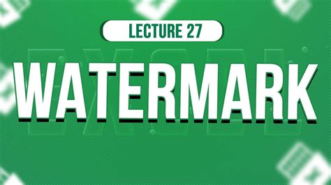 Ms Excel Watermark Youtube