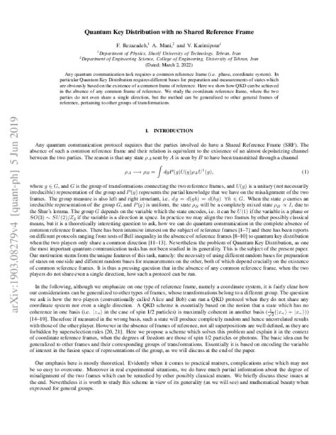 Pdf Quantum Key Distribution A Simple Reference Frame Independent Method