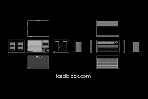 Window Air Conditioner Cad Block In Plan And Elevation Icadblock