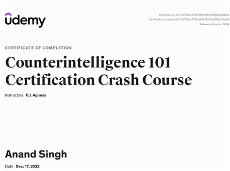 Anand Singh On Linkedin Counter Intelligence Certification
