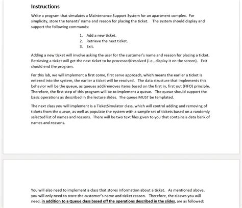 Solved Write A Program That Simulates A Maintenance Support