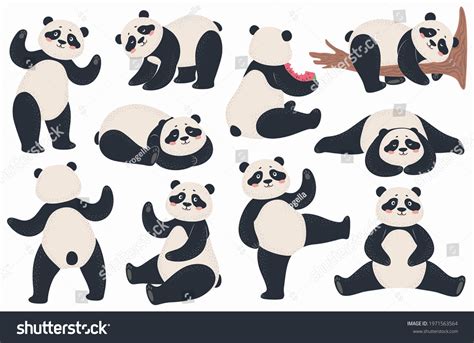 Panda Cute Pandas Chinese Bear Various Stock Vector Royalty Free Shutterstock