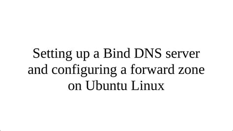 Setting Up A Bind Dns Server And Configuring A Forward Zone On Ubuntu Linux Youtube