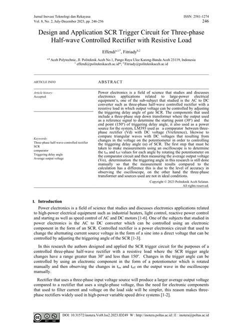 Pdf Design And Application Scr Trigger Circuit For Three Phase Half