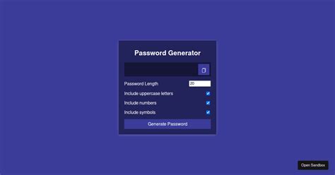 Password Generator Codesandbox