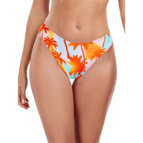 Ocean Blues Womens Cheeky High Leg Bikini Bottom Mid Rise Swim Bottom