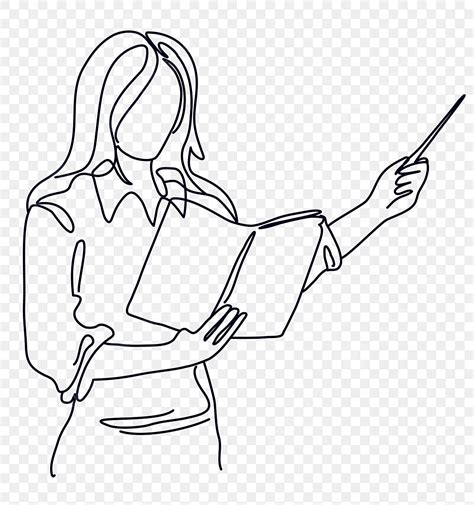 Line Drawing Female Teacher Teacher Drawing Wing Drawing Female Drawing Png And Vector With