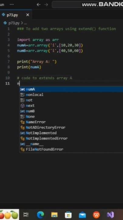 To Add Two Arrays Using Extend Function In Python Youtube