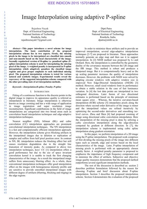 Pdf Image Interpolation Using Adaptive P Spline