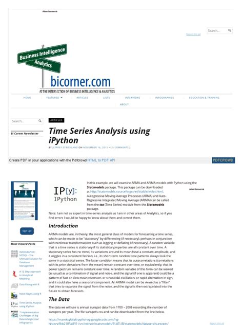 Time Series Analysis Using Ipython Pdf Autoregressive Model Autoregressive Integrated