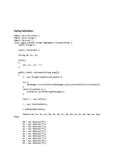 Swing Calculator Pdf Java Platform Unix Software