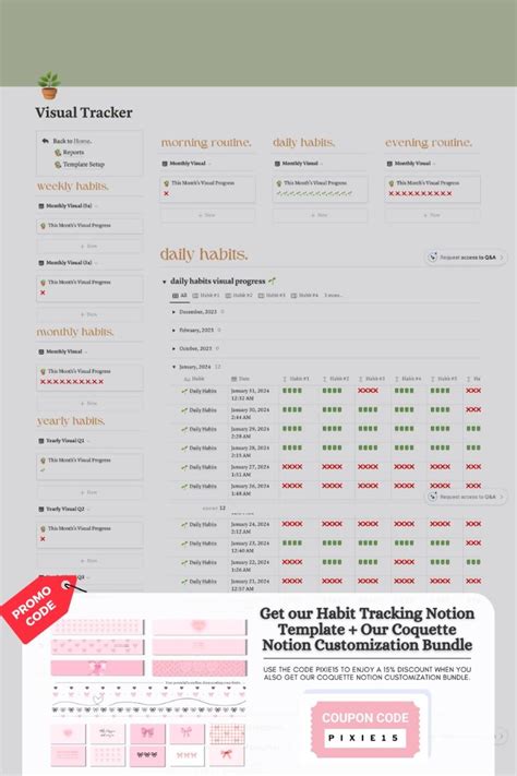Notion Habit Tracker Notion Routines Daily Weekly Monthly Notion Habits For Productivity