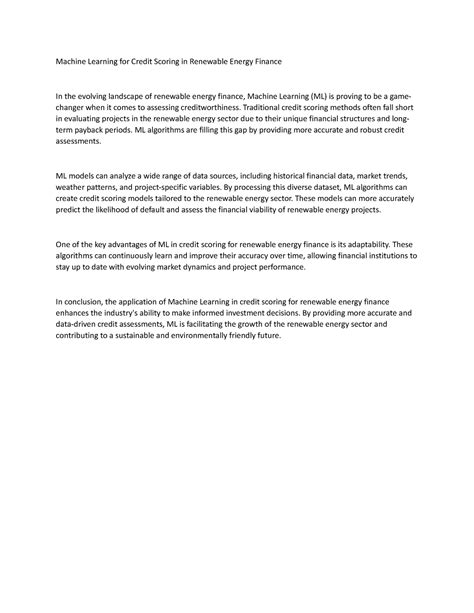 machine learning for credit scoring in renewable energy finance