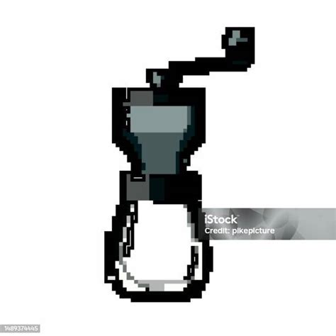 핸들 밀 커피 그라인더 수동 게임 픽셀 아트 벡터 일러스트레이션 갈색에 대한 스톡 벡터 아트 및 기타 이미지 갈색 골동품