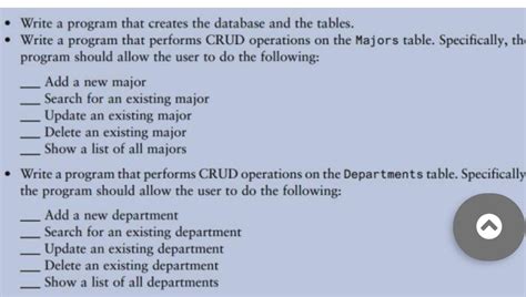 Solved Write A Program That Creates The Database And The