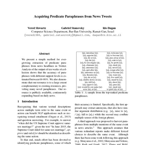 Acquiring Predicate Paraphrases From News Tweets Acl Anthology