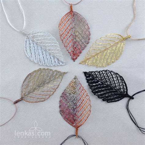 Falling Leaves Lace Jewelry Bobbin Lace Lace Pendant