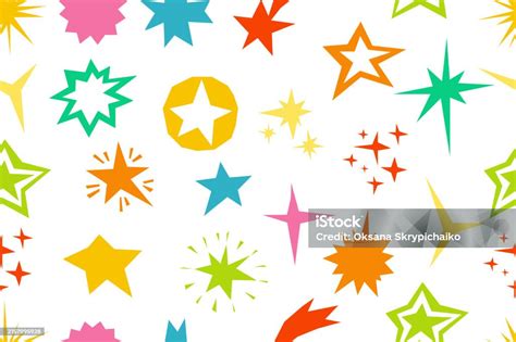 흰색 배경에 화려한 컷아웃 별이 있는 완벽 한 패턴입니다 광선이 있는 별 다각형 별 그룹 다양한 불규칙한 모양의 요소 벡터 일러스트 레이 션입니다 0명에 대한 스톡 벡터