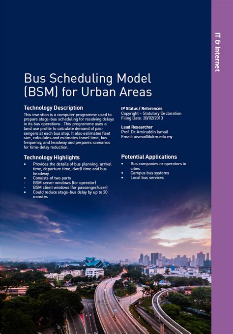 Bus Scheduling Model Bsm For Urban Areas Centre For Innovation And Technology Transfer