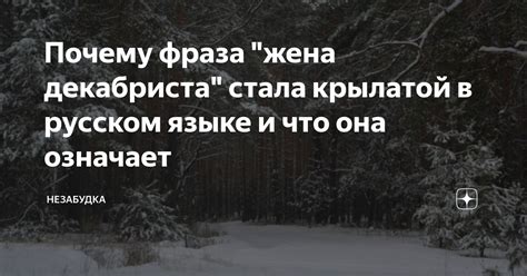 Почему фраза жена декабриста стала крылатой в русском языке и что она означает Севастополь