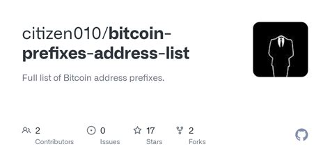 GitHub Citizen010 Bitcoin Prefixes Address List Full List Of Bitcoin Address Prefixes