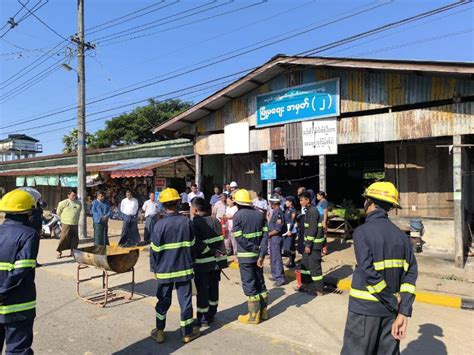 ချောင်းဆုံမြို့နယ် မြို့မအမှတ် ၂ ဈေးတွင် မီးဘေးအန္တရာယ်ကြိုတင်ကာကွယ်ရေး သရုပ်ပြဇာတ်တိုက်လေ့ကျင့