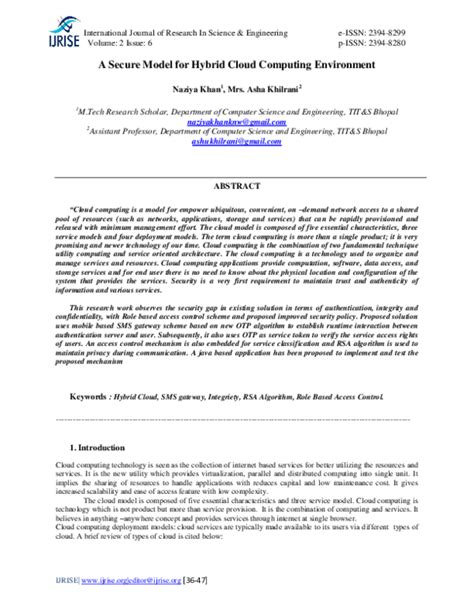 Pdf A Secure Model For Hybrid Cloud Computing Environment
