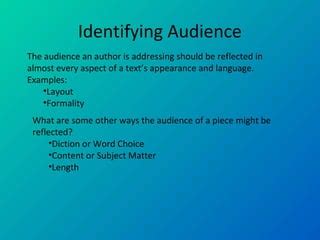Audience And Purpose Ppt