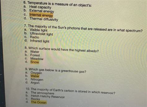 Solved Temperature Is A Measure Of An Object S A Heat Chegg