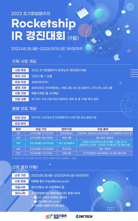 씨엔티테크 포스코기술투자 ‘로켓십 Ir 경진대회 9월 참여기업 모집 플래텀