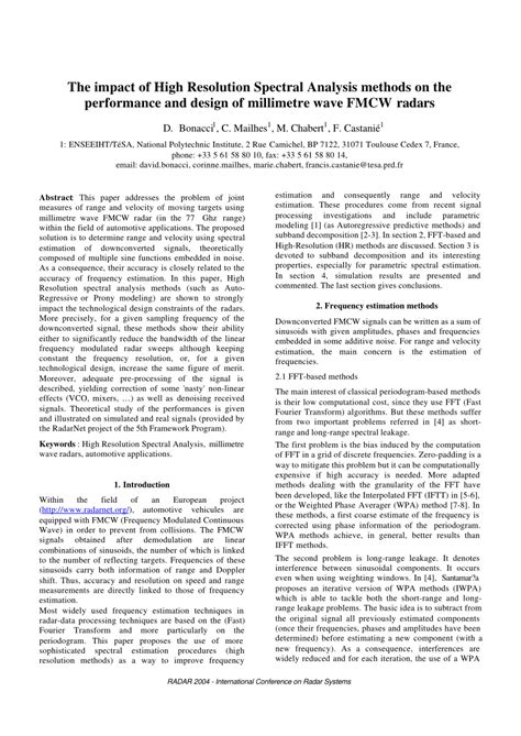 Pdf The Impact Of High Resolution Spectral Analysis Methods On The