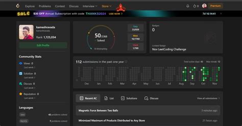 kamesh ravada on linkedin dsa java leetcode milestone