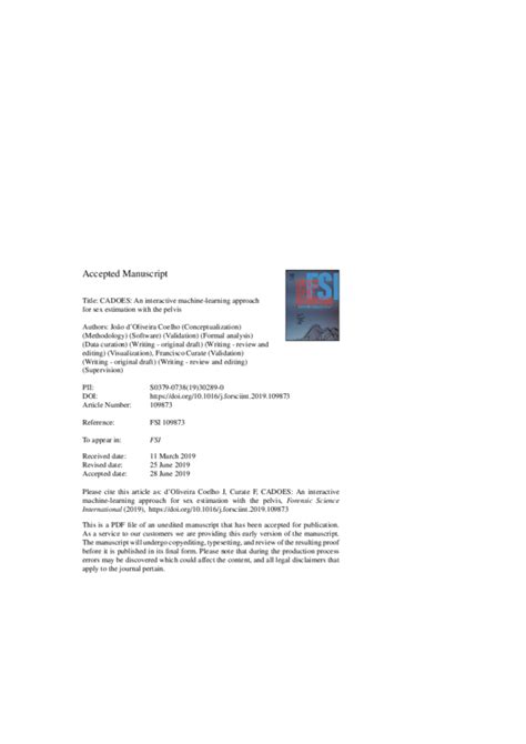 Pdf Cadoes An Interactive Machine Learning Approach For Sex Estimation With The Pelvis