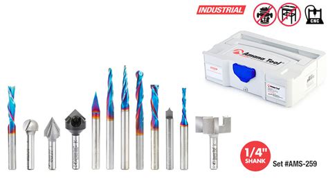 Cnc Router Bit Set 8 Pc General Purpose Stackable Case