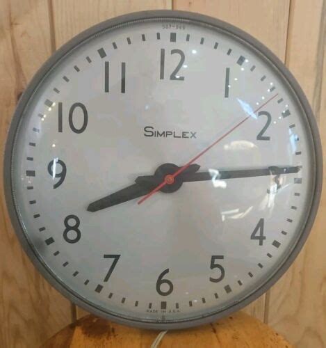 Vintage Simplex 13 School Classroom Type Wall Mount Electric Clock