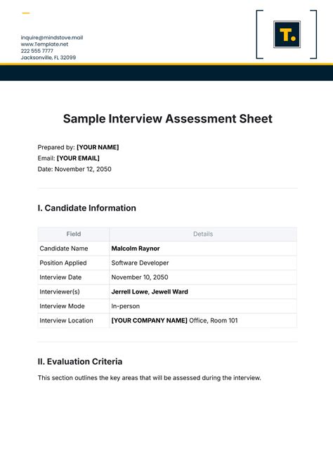 Free Assessment Templates Editable And Printable