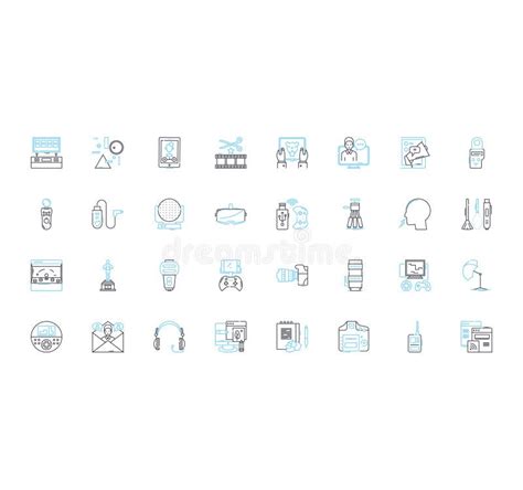 Graphic Design Linear Icons Set Typography Layout Hierarchy Vector Color Composition
