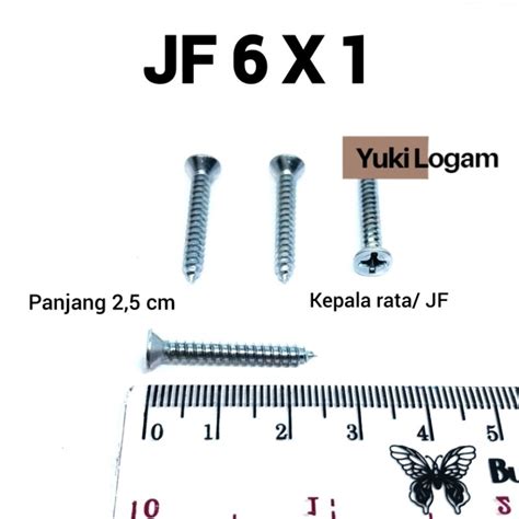 Jual 100 Pcs Sekrup Jf 6x1 2 5cm Kepala Rata Sekrup Kayu Sekrup Triplek Shopee Indonesia