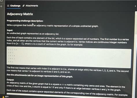 Solved Adjacency Matrix Programming Challenge Description