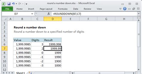Round A Number Down Excel Formula Exceljet