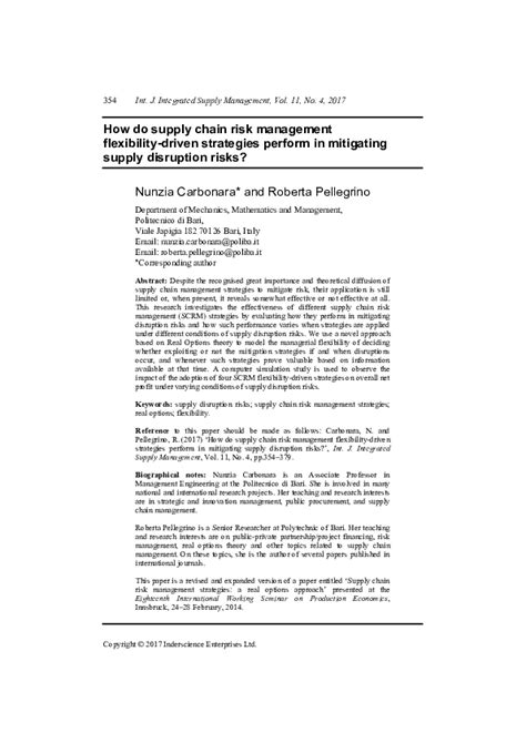 Pdf How Do Supply Chain Risk Management Flexibility Driven Strategies Perform In Mitigating