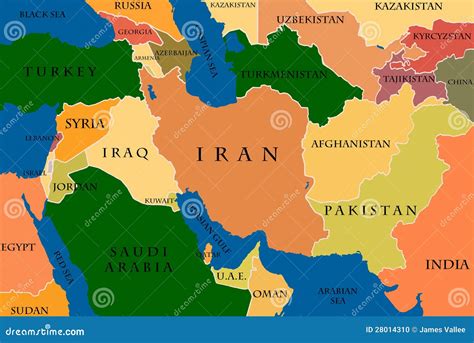 Mapa Del Oriente Medio Stock De Ilustración Ilustración De Caspio