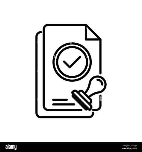 Approved Outline Icon Approved Stamp With Document For Business And Payments Presentation