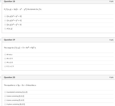 solved if f x y ln 4−x2−y2 the domain for f is